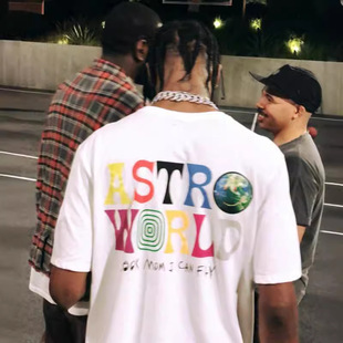 2023新款夏季 TRAVIS SCOTT 男士t恤 圆领字母黑色男士短袖一件代-阿里巴巴