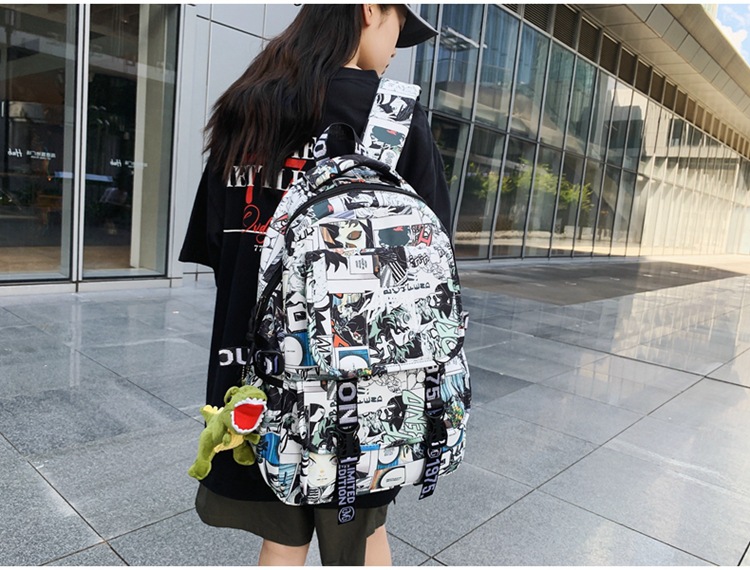 Fashion Comic Letters Large Capacity Campus Street Backpack