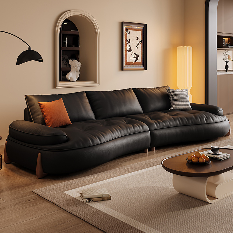 Yamule Retro Leather Sofa Small Apartment Light Luxury Modern Large ...