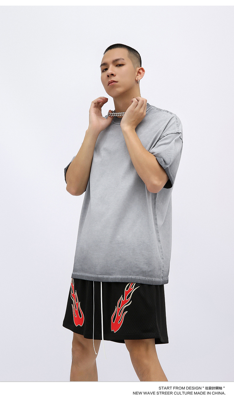 RFSD男装|重磅洗水工艺短袖t恤290g重磅潮牌t恤重工反炒圆领短袖-阿里巴巴