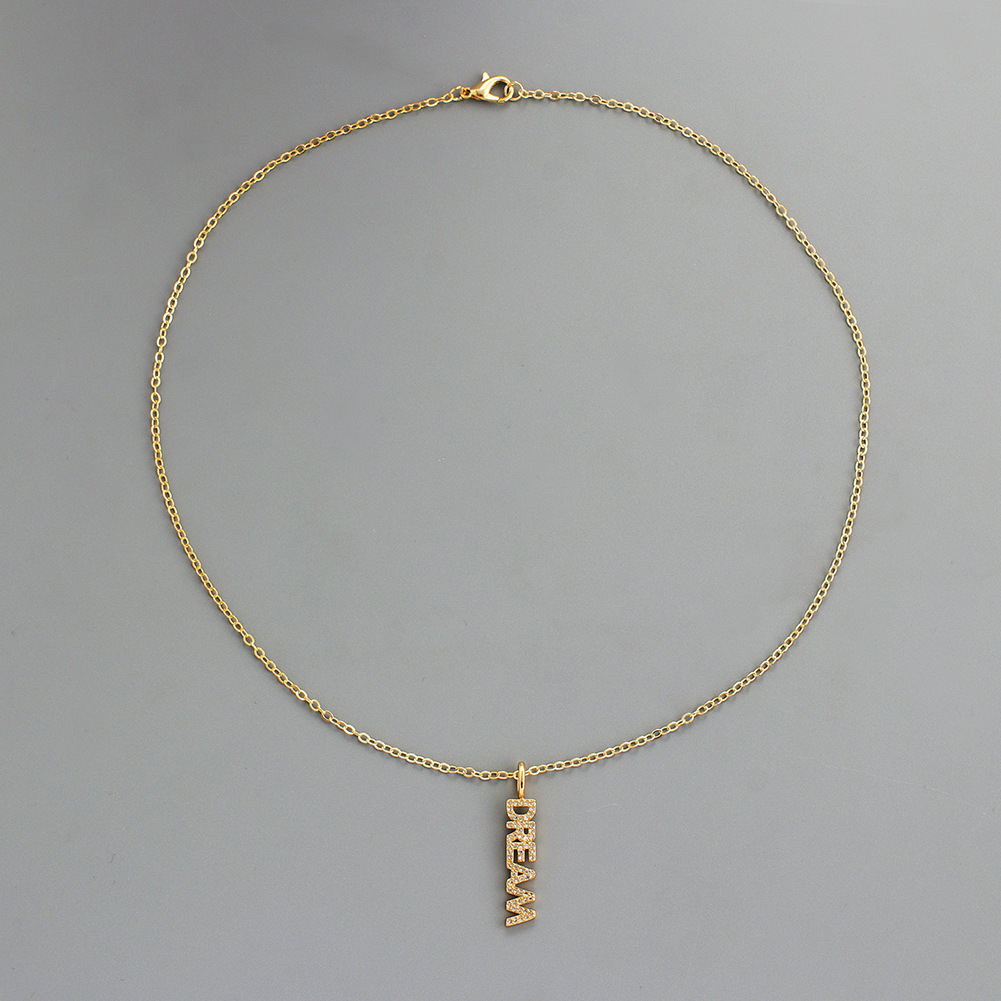 New copper plated real gold word slogan letter necklace | Voghion.com