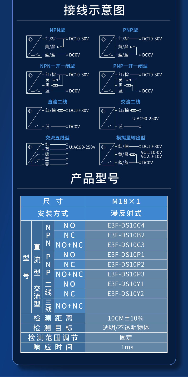 MN厂家直销E3F-DS10系列传感器距离10CM红外线感应漫反射光电开关-阿里巴巴