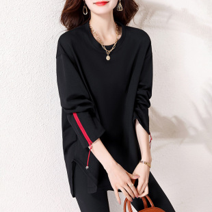 实拍L-5XL袖口拉链2024欧货显瘦胖MM卫衣长袖时尚上衣潮-阿里巴巴