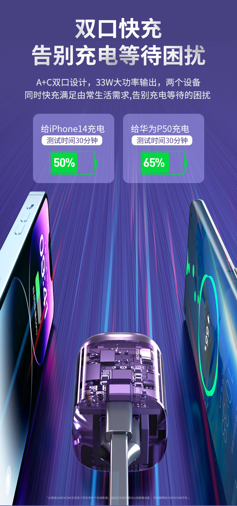 WEKOME透明机甲33W氮化镓充电头3C认证手机充电器PD20W适用于苹果-阿里巴巴