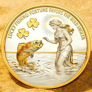 跨境新款Lucky Fishing Coin With card钓鱼爱好者幸运钓鱼纪念币-阿里巴巴