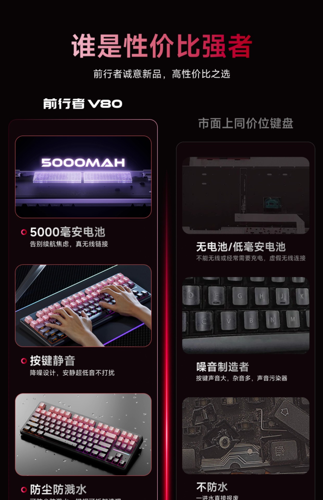 前行者V80无线键盘蓝牙三模侧刻机械手感电脑RGB办公游戏专用87键-阿里巴巴