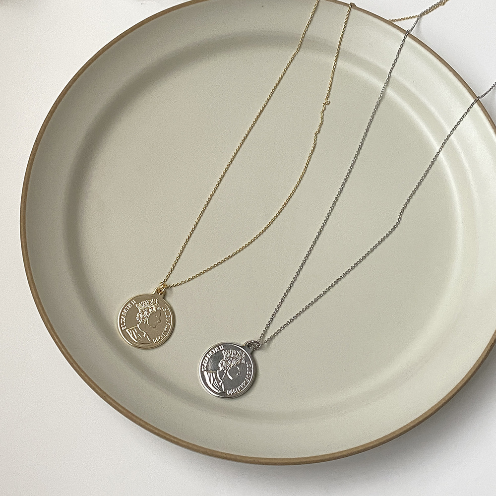 韩国东大门复古人头像硬币项链西班牙比索PESOS-1945锁骨链颈链-阿里巴巴