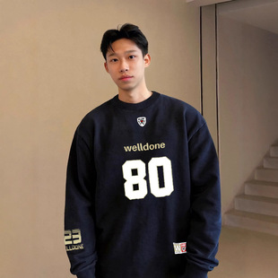 WE11DONE TRACK秋冬韩版潮牌青春校园情侣休闲宽松加绒圆领卫衣男-阿里巴巴