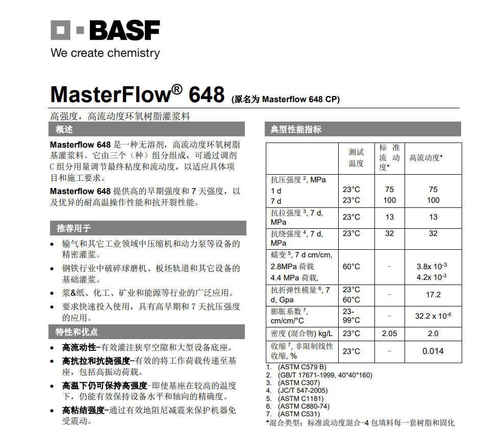巴斯夫高强度高流动度环氧树脂灌浆料 MasterFlow 648环氧灌浆料-阿里巴巴