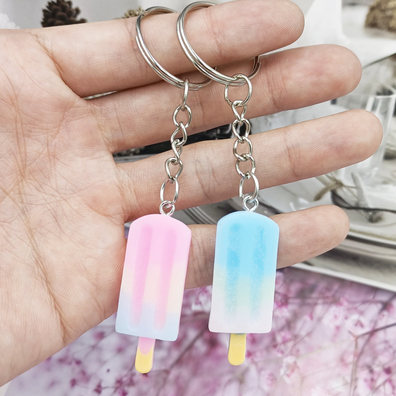 Resin simulation gradient color ice cream popsicle ice cream key chain ...