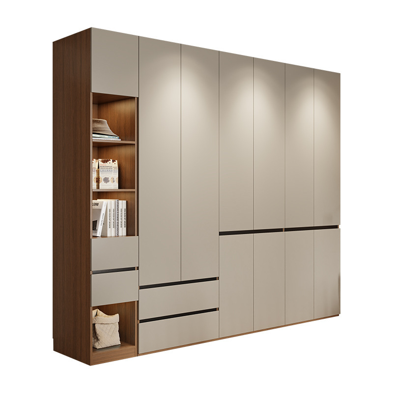 Segmented Cream Style Solid Wood Wardrobe Bedroom Home Hanging Area ...