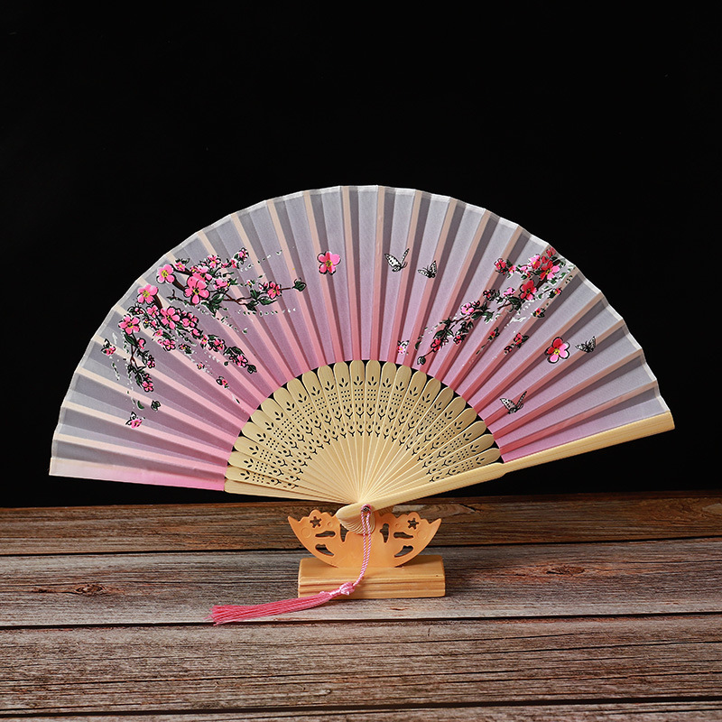 bamboo qualitative two antique green folding fan smiled fan children ...