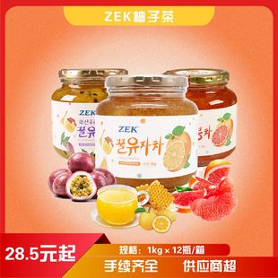 韩国进口ZEK原味百香果红西柚蜂蜜柚子茶1kg罐装冲饮果味茶果拌酱-阿里巴巴