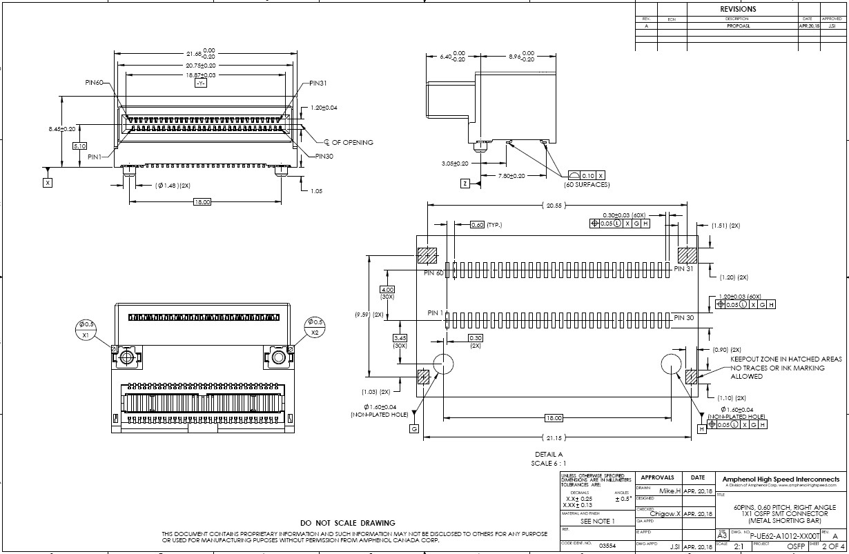 Amphenol OSFP 56G 连接器 UE62-A1012-3100T-阿里巴巴