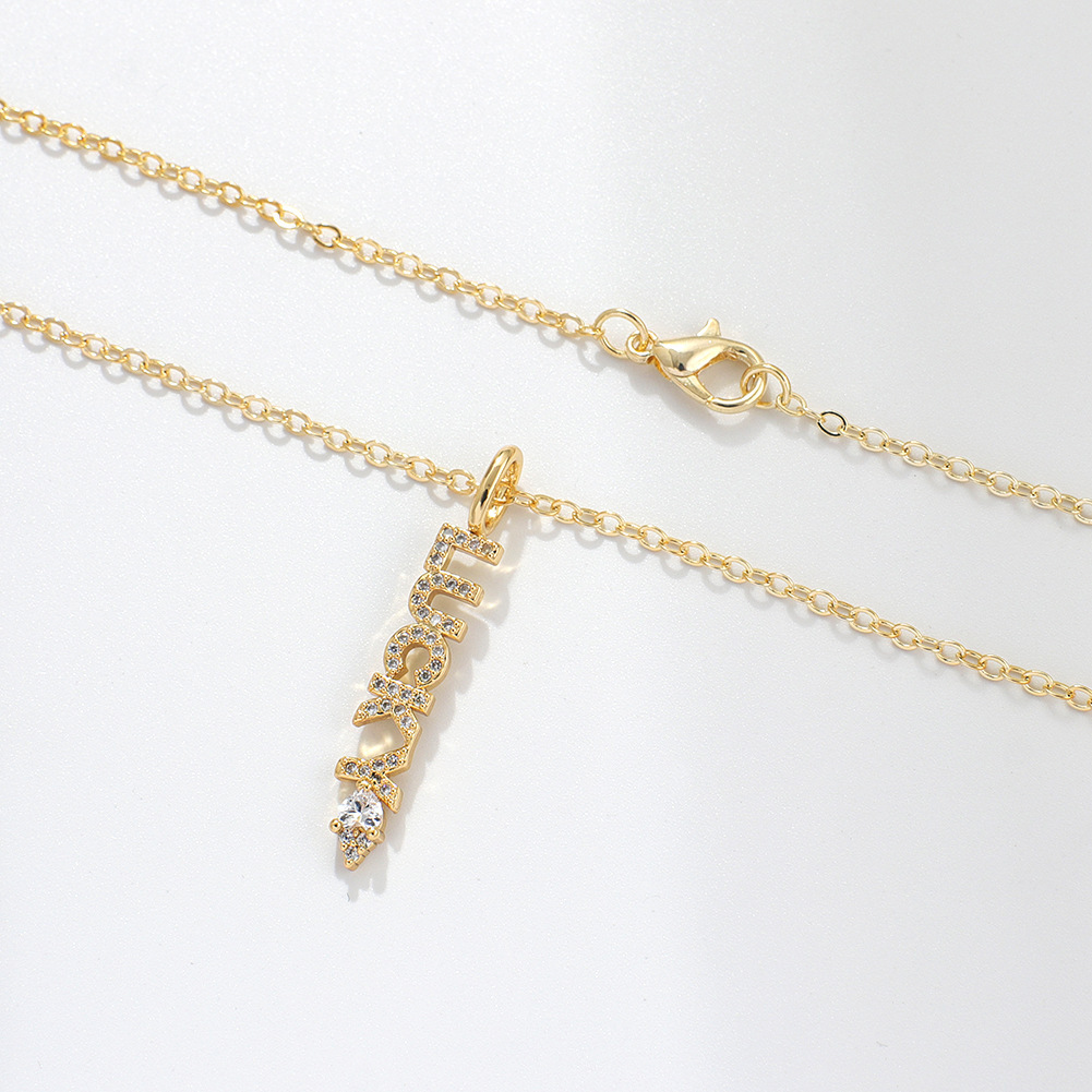 New copper plated real gold word slogan letter necklace | Voghion.com