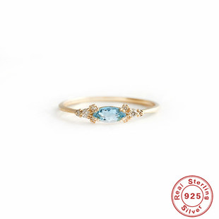 S925纯银轻奢气质蓝宝石马眼镶钻订婚戒指环欧美热销INS风食指戒-阿里巴巴