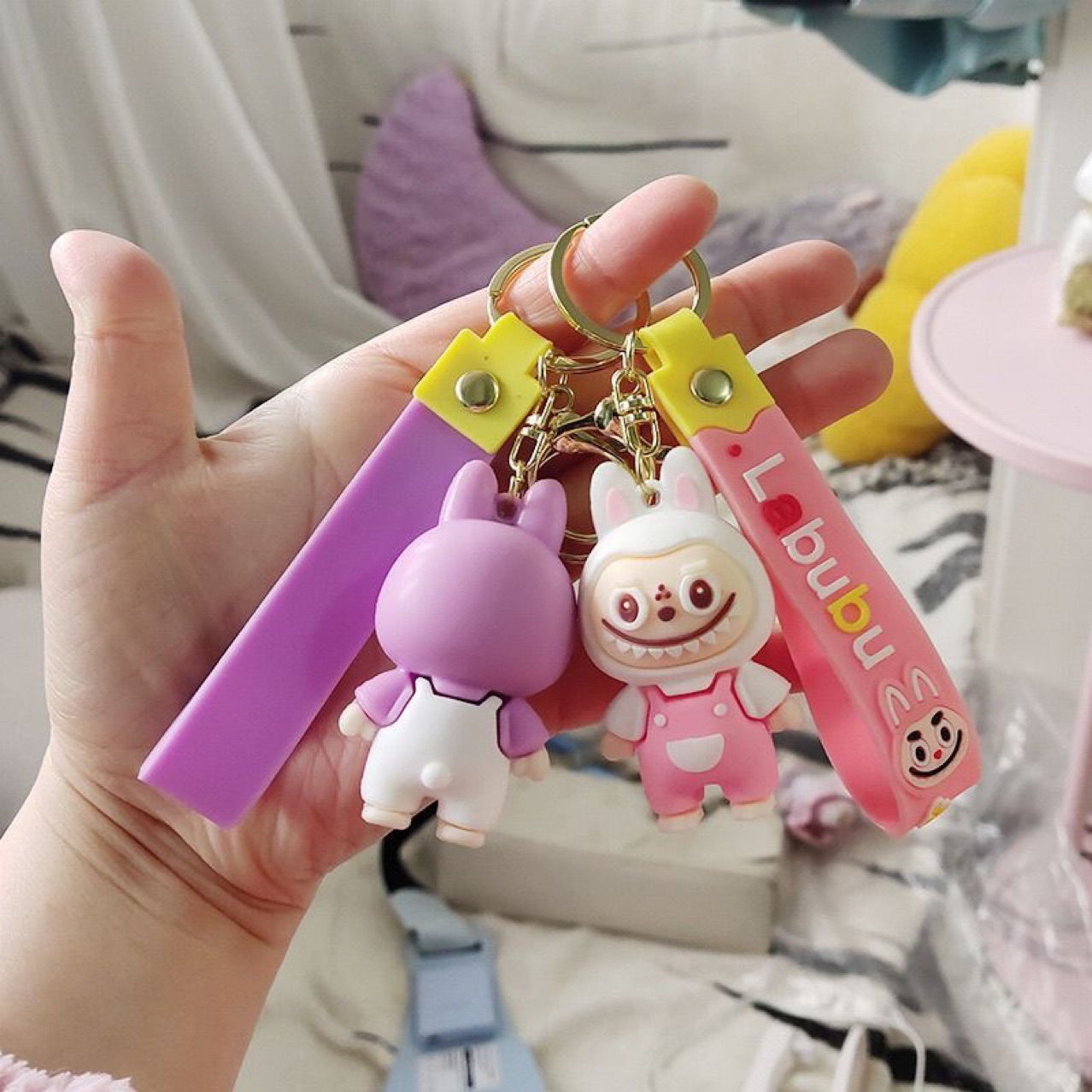 LABUBU拉布布小绵羊钥匙扣公仔书包汽车钥匙链挂件卡通钥匙扣-阿里巴巴