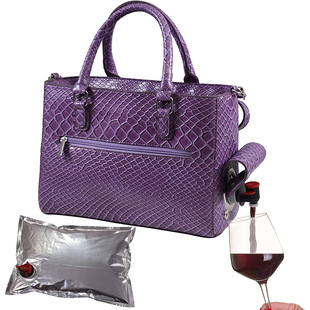 wine Purse Bag PU leather insulated 2 bottles wine tote bag-阿里巴巴