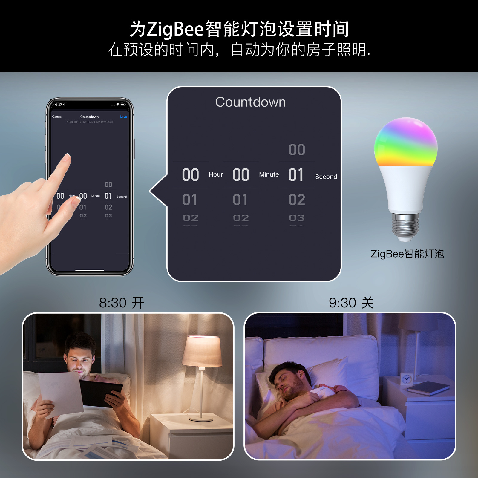 涂鸦Zigbee智能球泡灯app遥控定时语音控制9W冷暖光E27智能灯泡-阿里巴巴
