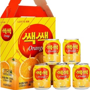 韩国进口饮料乐天LOTTE粒粒橙汁葡萄味桃子味238ml*6罐果肉饮料-阿里巴巴