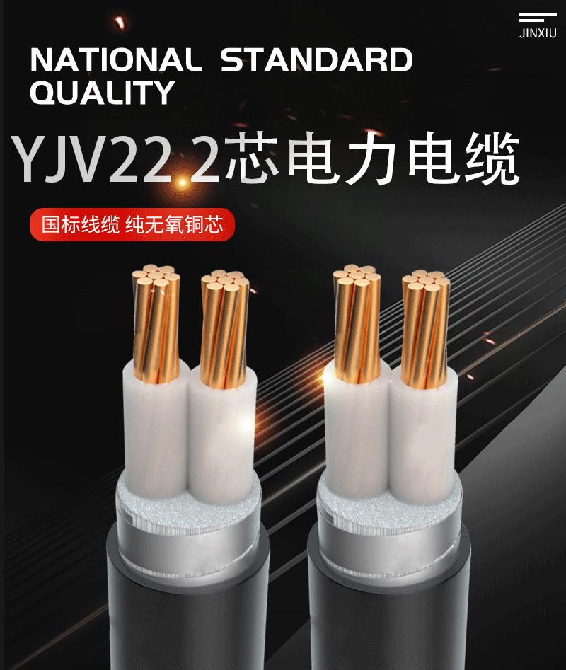 国标纯铜芯YJV22 2芯线缆25 35平方带铠装铜线低压电缆线电力电线-阿里巴巴