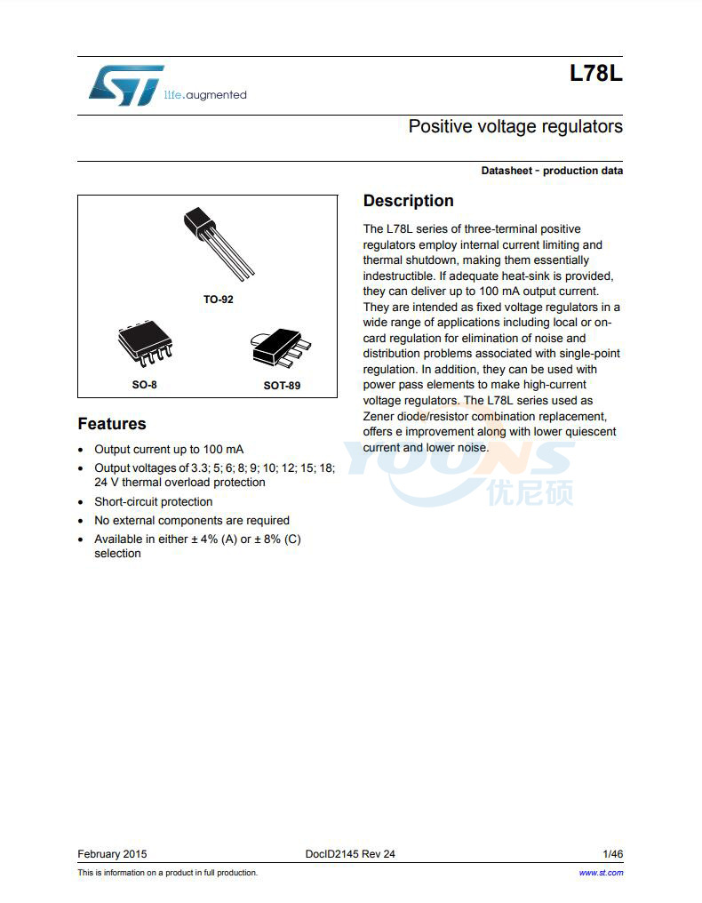 ST L78L05ACZ 5V 直插TO-92 线性稳压器芯片丝印L78L05A-阿里巴巴