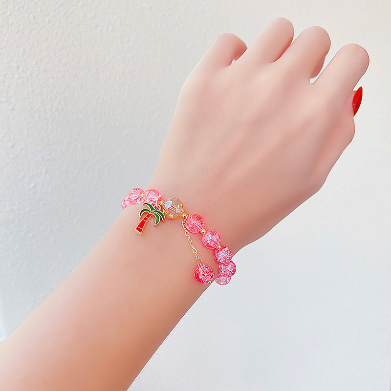Cartoon children bracelet female baby cute girls princess glass beads ...