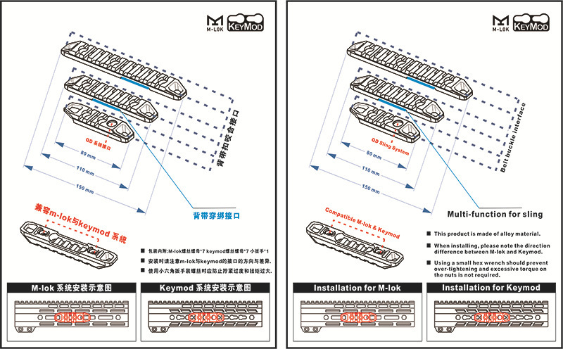 MGPCQB 模型金属3槽导轨21mm宽 MLOK keymod系统通用导轨-阿里巴巴