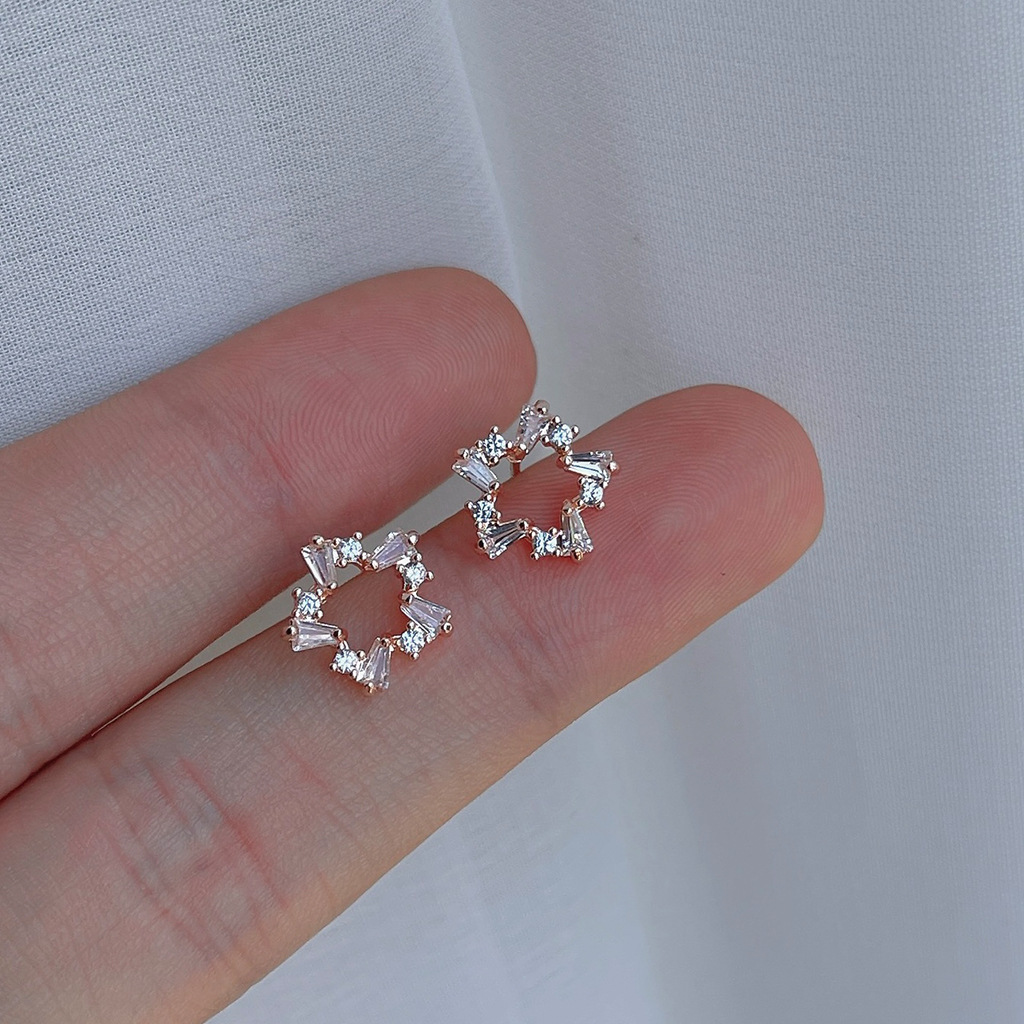 绚烂烟花~925银针微镶锆石镀14K耳钉ins个性甜美简约耳饰耳环批发-阿里巴巴