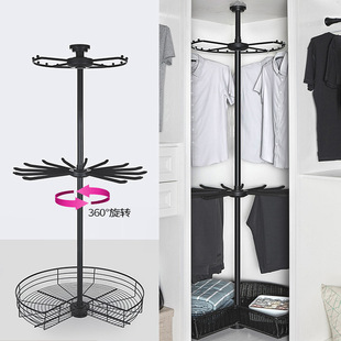 衣帽间衣柜转角360度旋转衣架3层旋转储物篮拐角裤架包包收纳置物-阿里巴巴