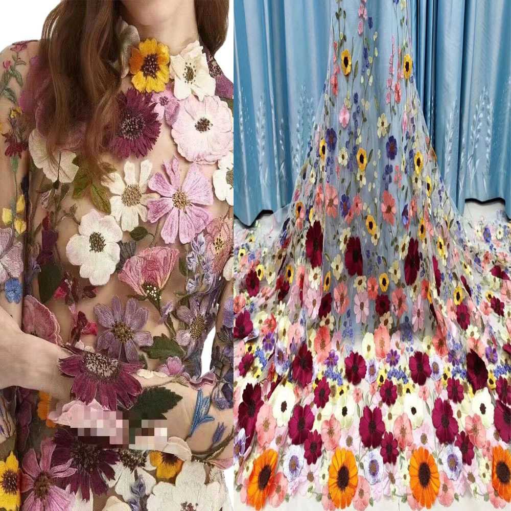 High fashion explosions mesh three-dimensional flower embroidery ...