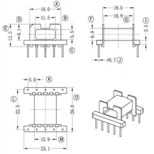 EFD25骨架 EFD25高频变压器骨架 EFD25直插骨架 5+5 厚挡板-阿里巴巴
