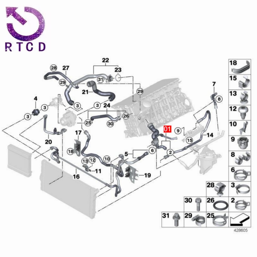 水箱散热器软管(上) 17127580957 适用 BMW F01 F02 F06 F07 F10-阿里巴巴
