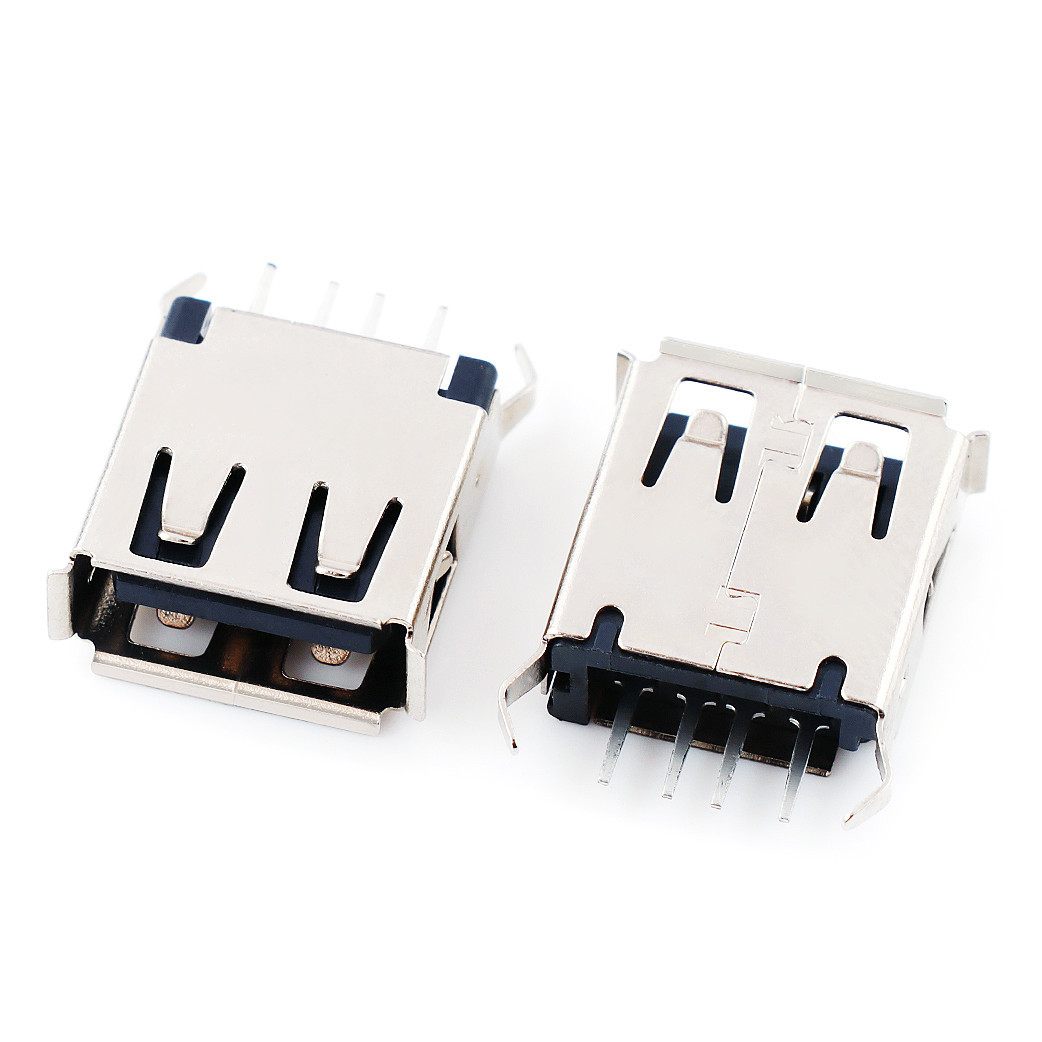 供应USB母座AF180度立式直插13.7mm黑胶弯脚卷边铜端子usb连接器-阿里巴巴