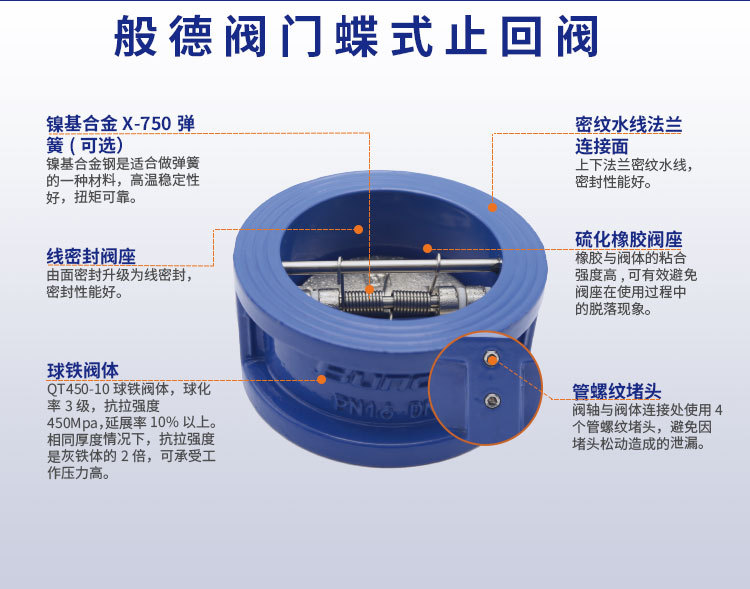 对夹式蝶形止回阀DH77X-16铸铁逆止阀防回流单向阀双瓣止回阀DN80-阿里巴巴
