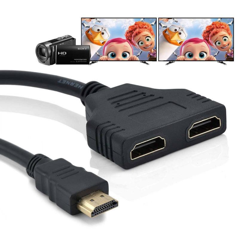 HDMI 1 In 2 Out Splitter 1080P Male To Double Female Adapter-阿里巴巴