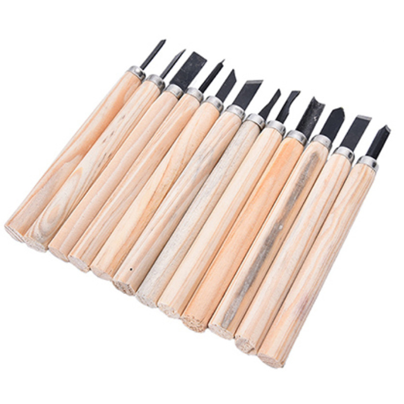 12件套 学生木工雕刻刀 65锰木柄雕刻刀套装 手动木刻刀 DK30005-阿里巴巴