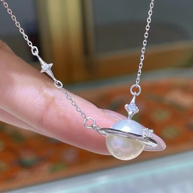 DIY配件 S925纯银珍珠吊坠空托 时尚立体项坠套链银托8-9mm-阿里巴巴