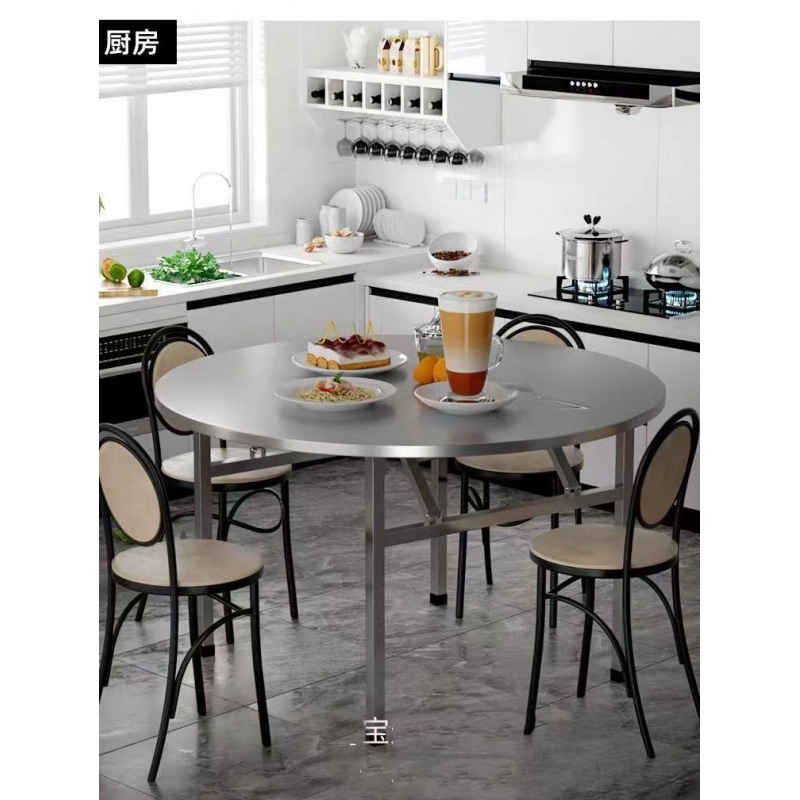 304 extra thick stainless steel round table foldable household dining ...
