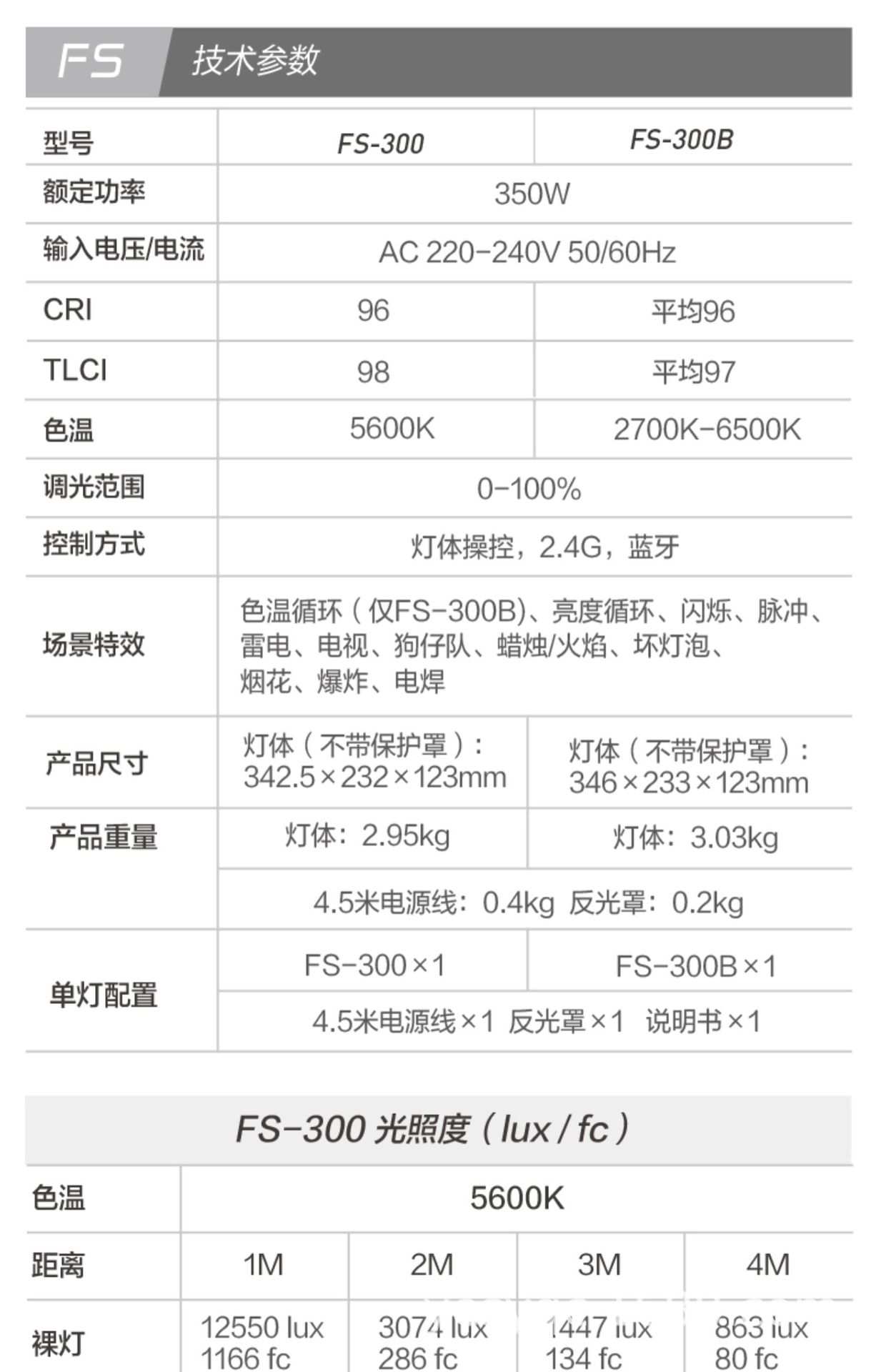 南冠南光FS300摄影灯FS300B 双色温LED摄影补光灯常亮聚光灯人像-阿里巴巴