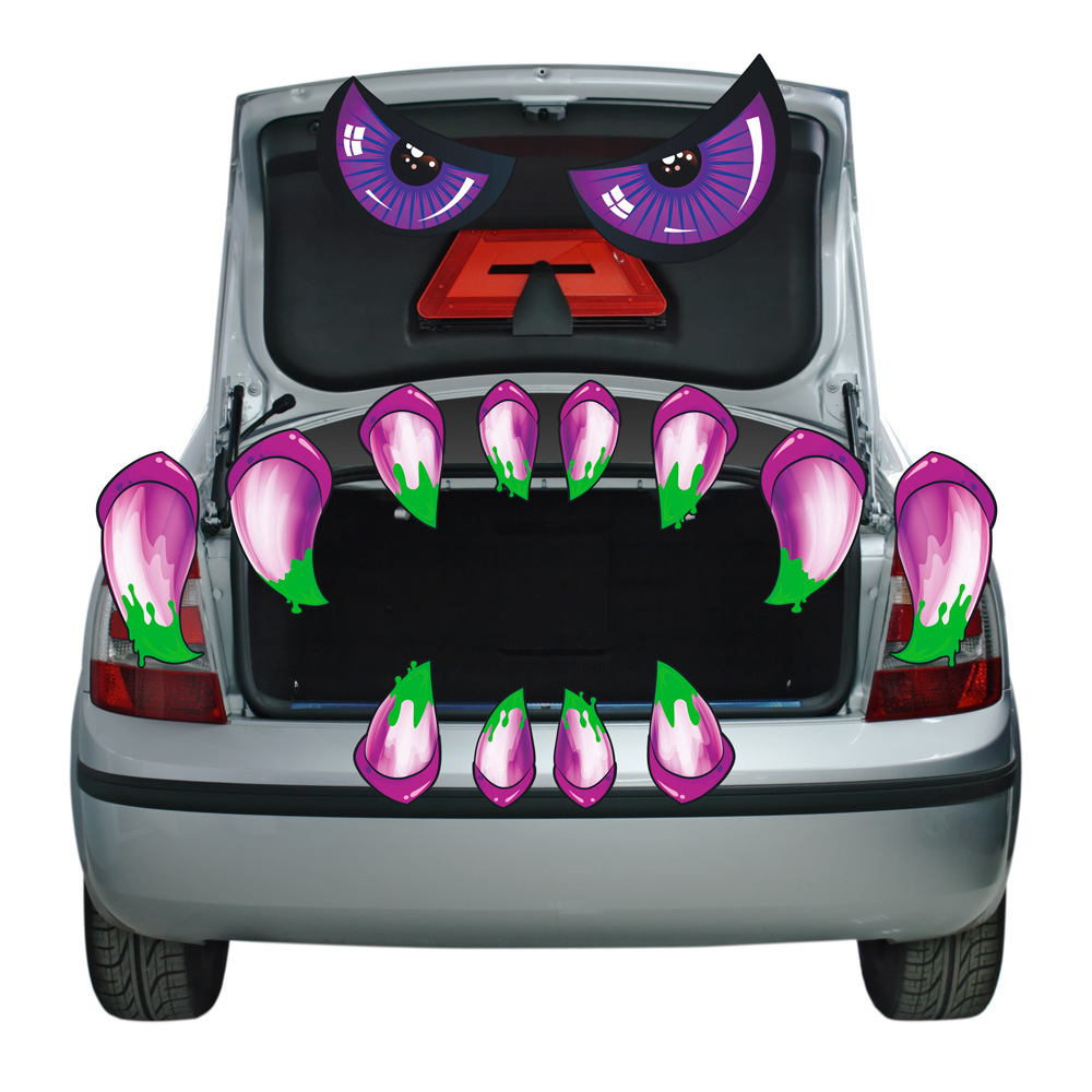 HW036亚马逊跨境万圣节怪兽门贴眼晴獠牙车库门贴节日装饰墙贴纸-阿里巴巴