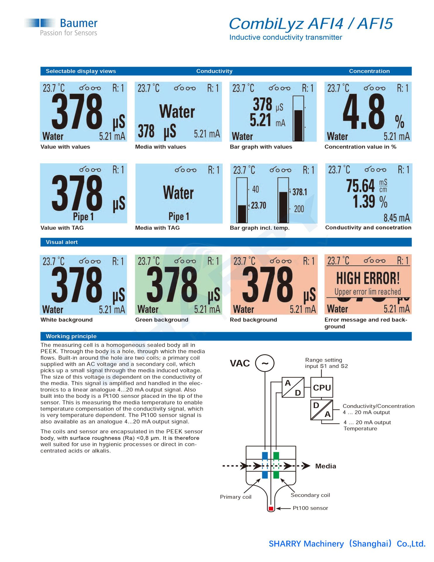 堡盟Baumer电导率AFI4 AFI5系列AFI4啤酒饮料电导率CIP清洗-阿里巴巴