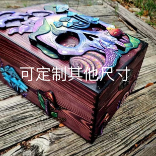 现货Skull and Nature Hidden Key Box 骷髅艺术隐藏钥匙箱木盒家-阿里巴巴