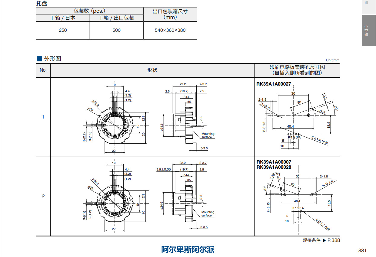 日本ALPS中空电位器带灯RK39A1A00007/RK39A1A00027/RK39A1A00028-阿里巴巴