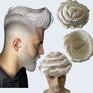 Platinum Color 60RY反半扣PU 8x10白人男士秃顶补发片全真发发-阿里巴巴