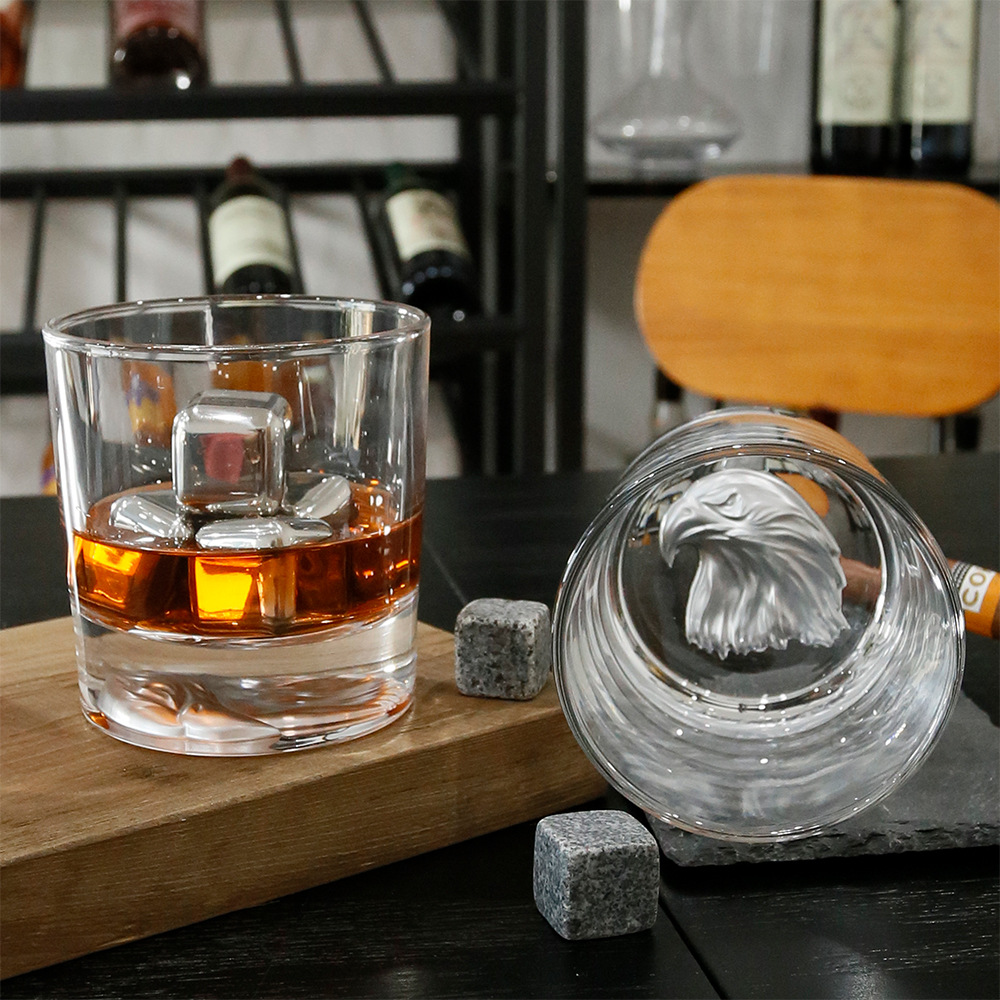 315ml动物底花纹威士忌酒杯 老鹰底花纹酒杯 玻璃威士忌杯洋酒杯-阿里巴巴