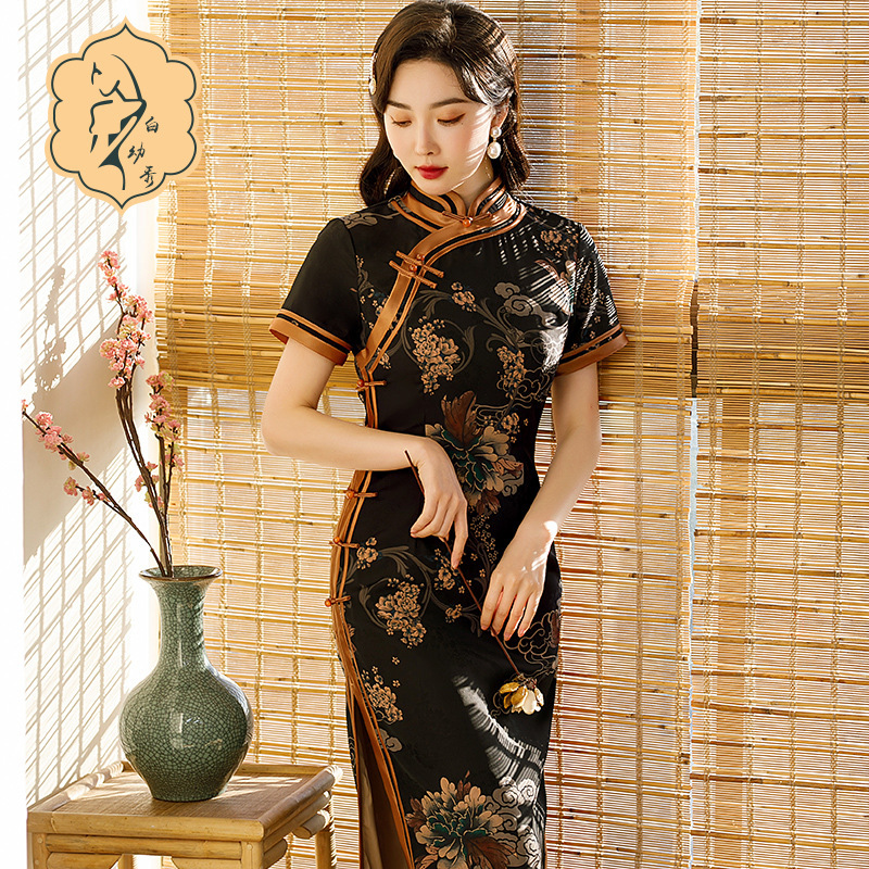 Retro Chinese Dress oriental old shanghai Qipao Chinese style collar of ...