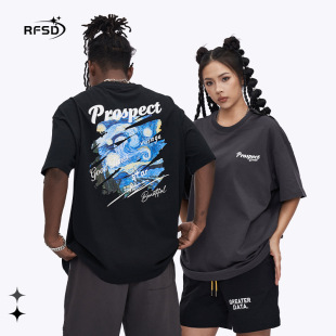 RFSD男装|小众原创纹手绘印花T恤2024春夏新品潮牌宽松短袖男-阿里巴巴
