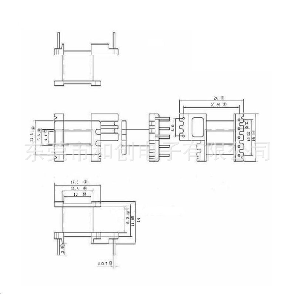 EE16变压器骨架EE16电木骨架EE1610加宽立式骨架带凹槽BOBBIN5+2-阿里巴巴