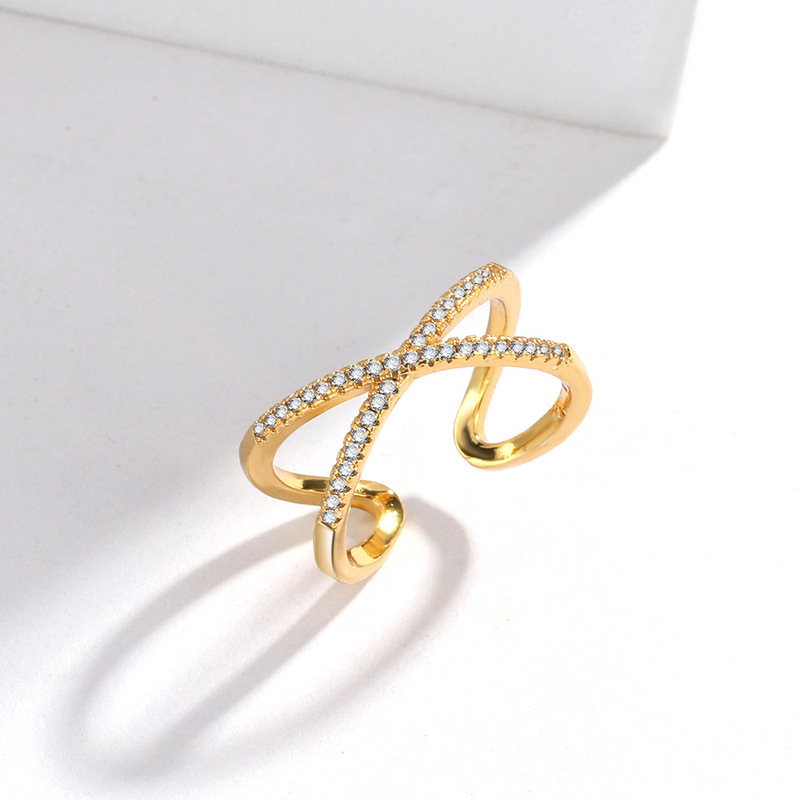luxury cold wind ring opening female fashion personality cross ring ...